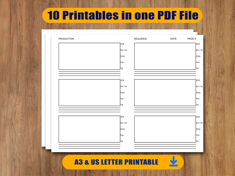 Professional Storyboard Printable for Filmmakers, Cinematographers ...