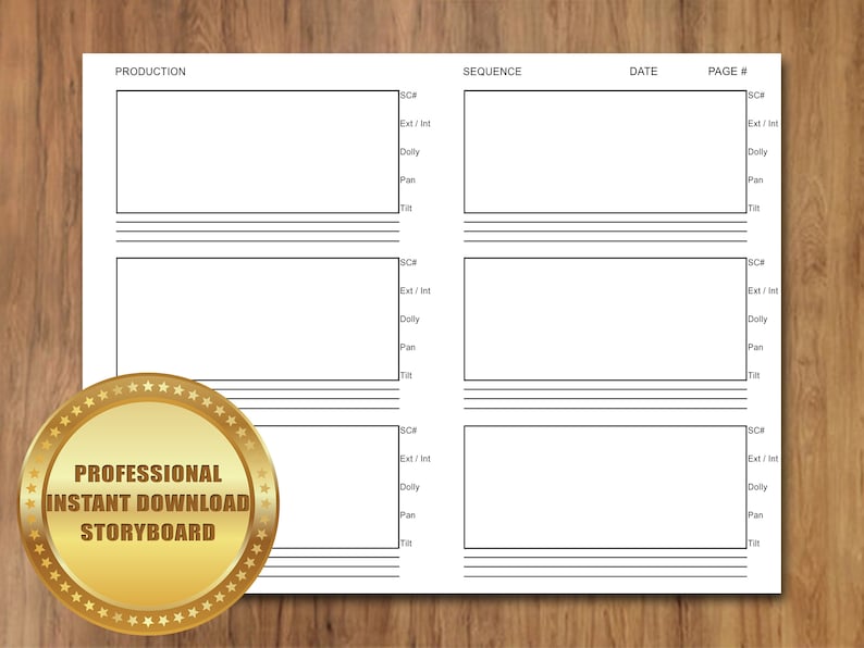 Professional Storyboard Printable for Filmmakers, Cinematographers ...