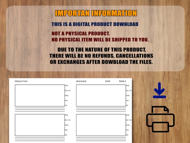 Professional Storyboard Printable for Filmmakers, Cinematographers ...