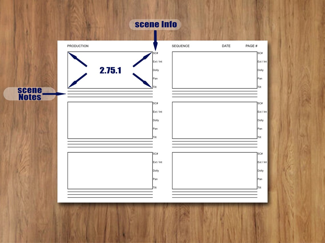Professional Storyboard Printable for Filmmakers, Cinematographers ...