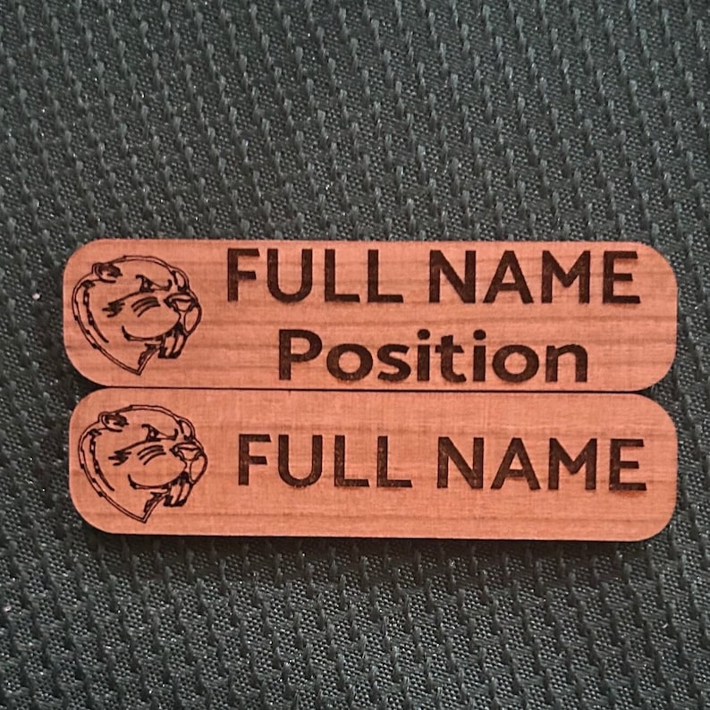 Laser Engraved Wooden Name Tag - Etsy