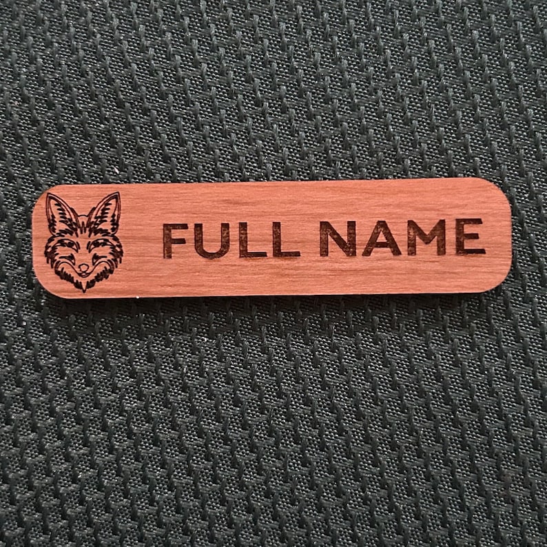 Laser Engraved Wooden Name Tag - Etsy