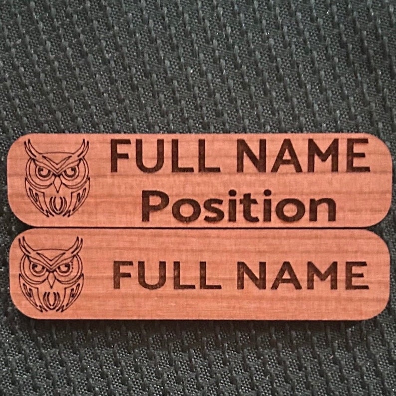 Laser Engraved Wooden Name Tag - Etsy