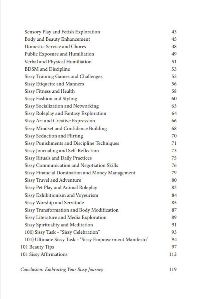 Sissy 101 - Tasks, Tips & Affirmations | 126 Page Ebook | Guide for ...