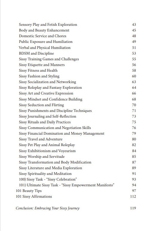 Sissy 101 - Tasks, Tips & Affirmations | 126 Page Ebook | Guide for ...