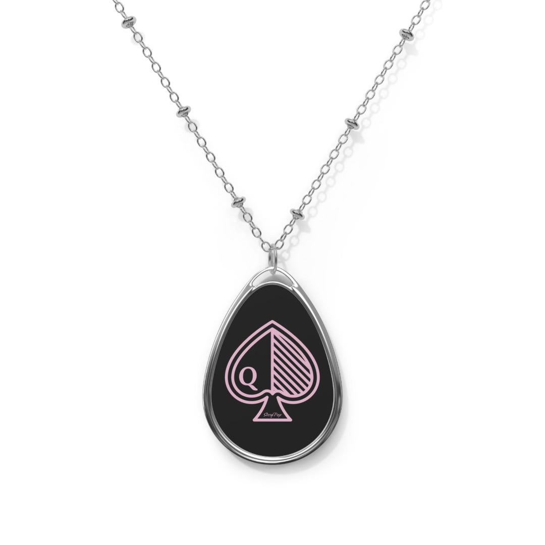 Queen of Spades Necklace, Qos Jewelry, BBC Only, Blacked, Oval Pendant ...
