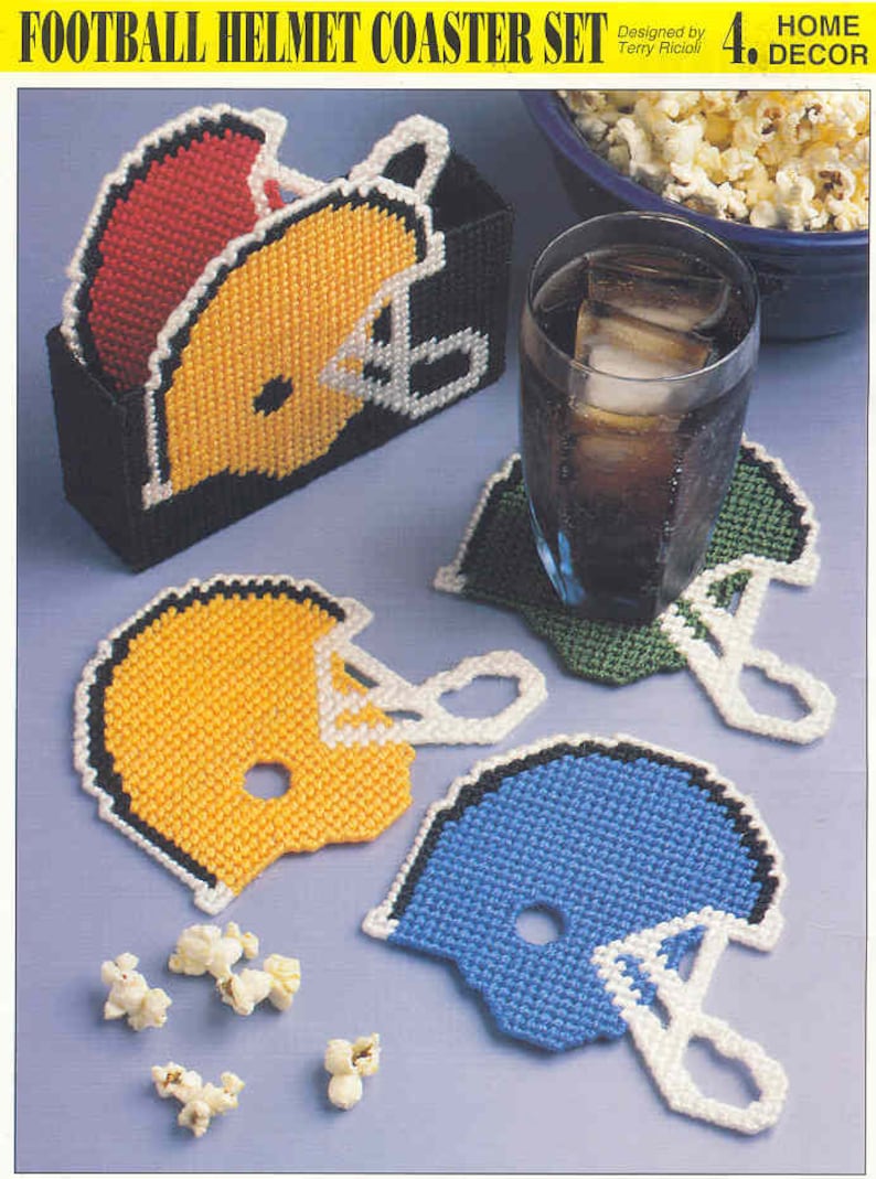 Football Helmet Coasters Plastic Canvas Pattern From Annie's - Etsy