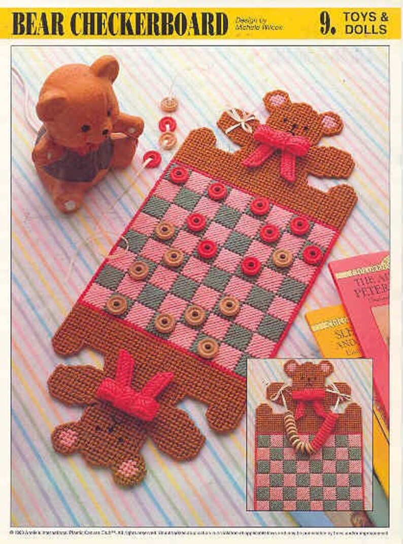 Bear Checkerboard plastic canvas pattern | Etsy