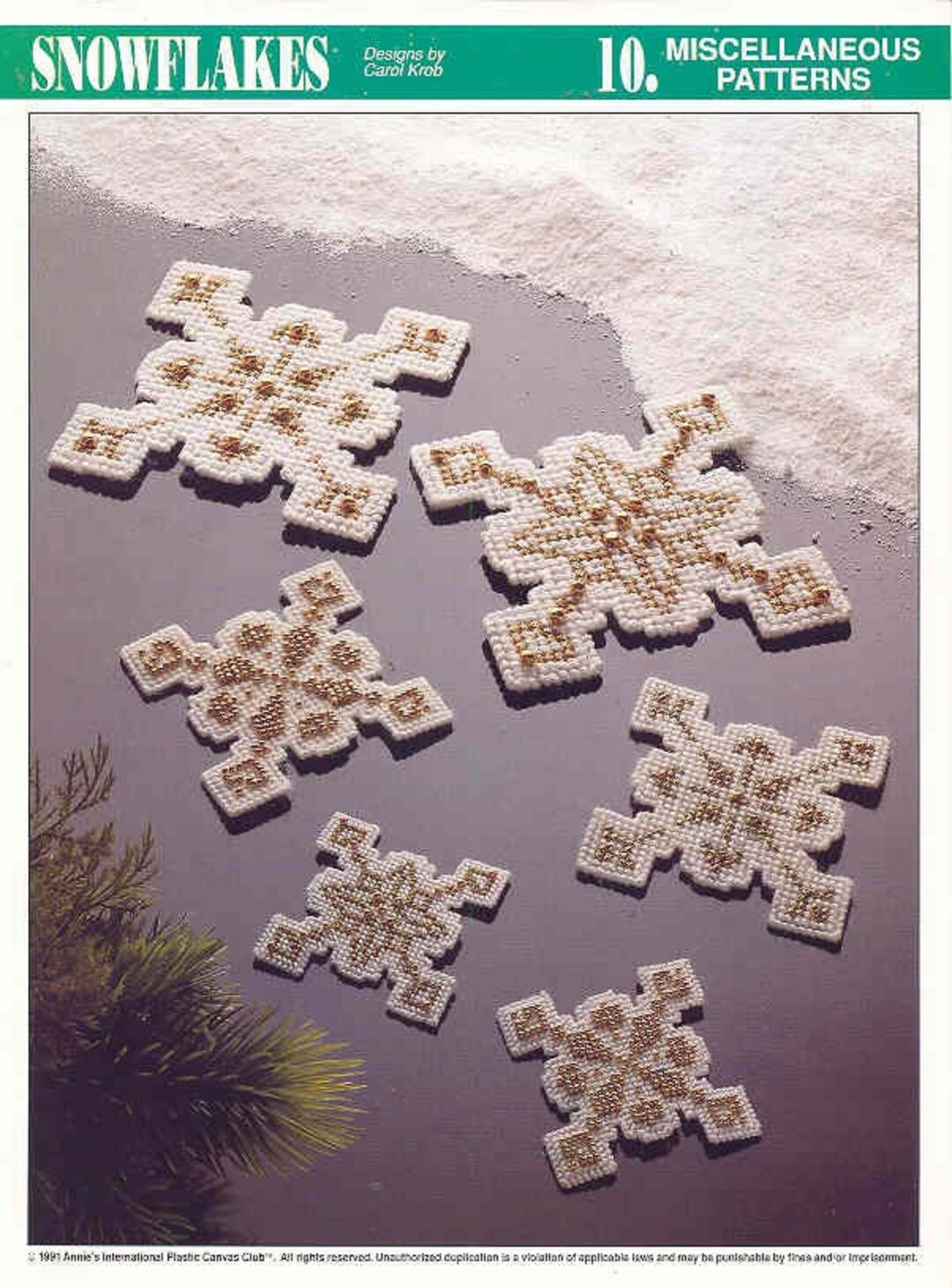 SNOWFLAKES Plastic Canvas Pattern GOLD and WHITE - Etsy
