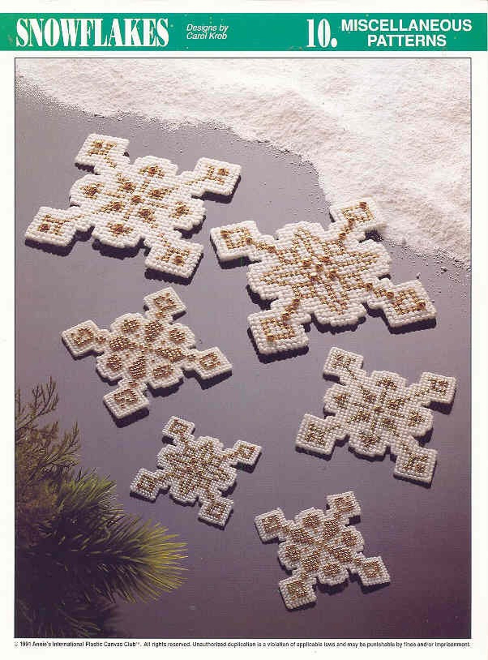 SNOWFLAKES Plastic Canvas Pattern GOLD and WHITE - Etsy