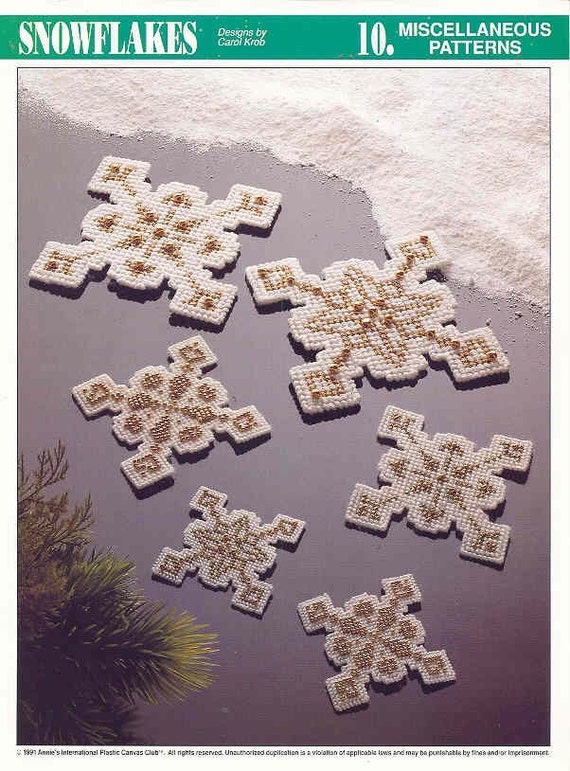SNOWFLAKES Plastic Canvas Pattern GOLD and WHITE | Etsy