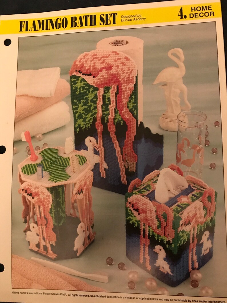 Flamingo Bath Set Plastic Canvas Pattern Annies - Etsy