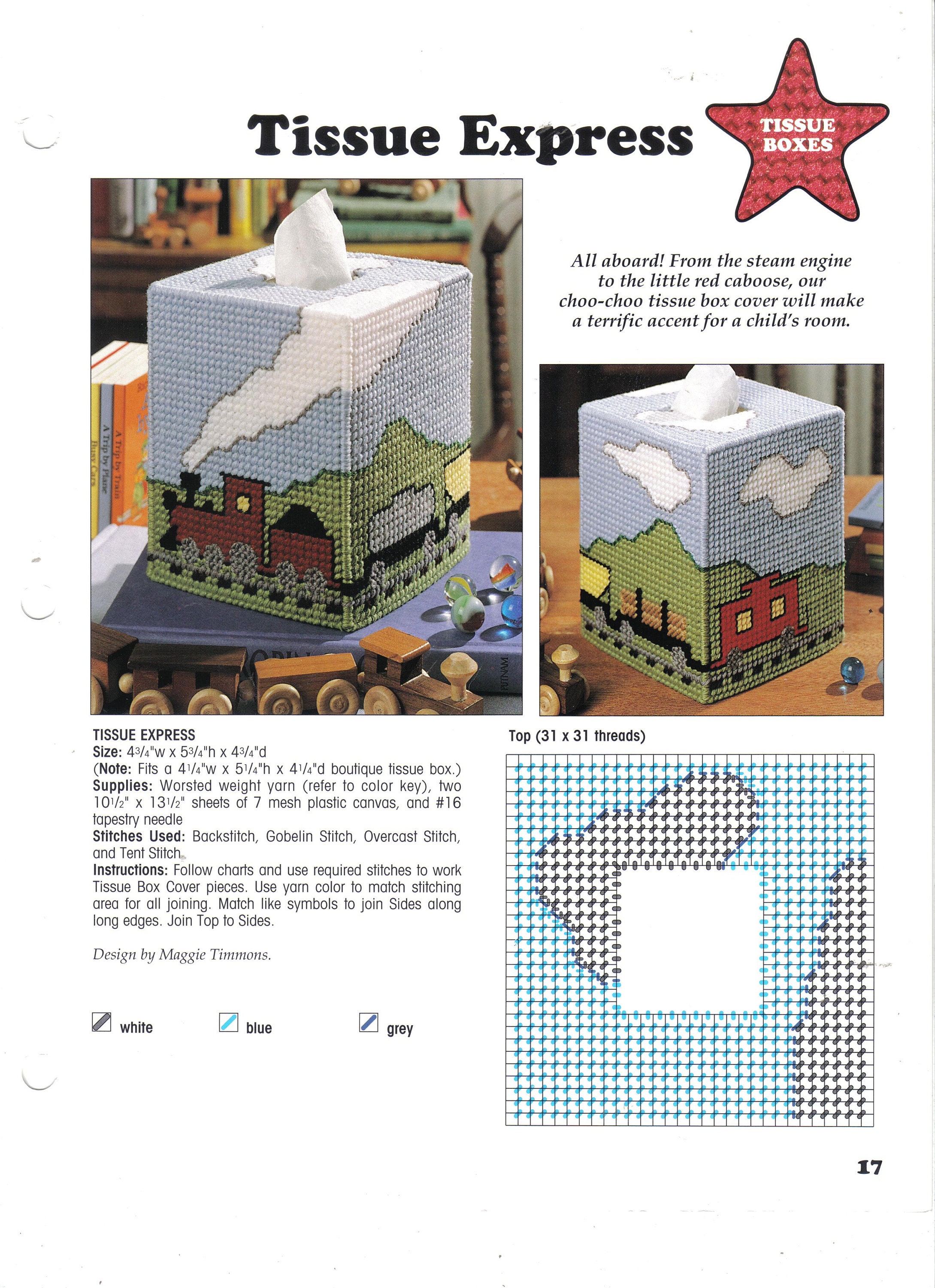 Train Tissue Express Plastic Canvas Pattern by Leisure Arts for Kids - Etsy