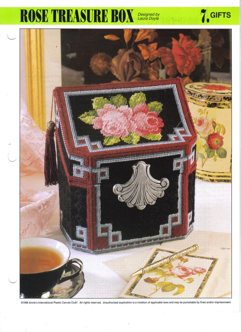 Rose Treasure Box Plastic Canvas Pattern - Etsy