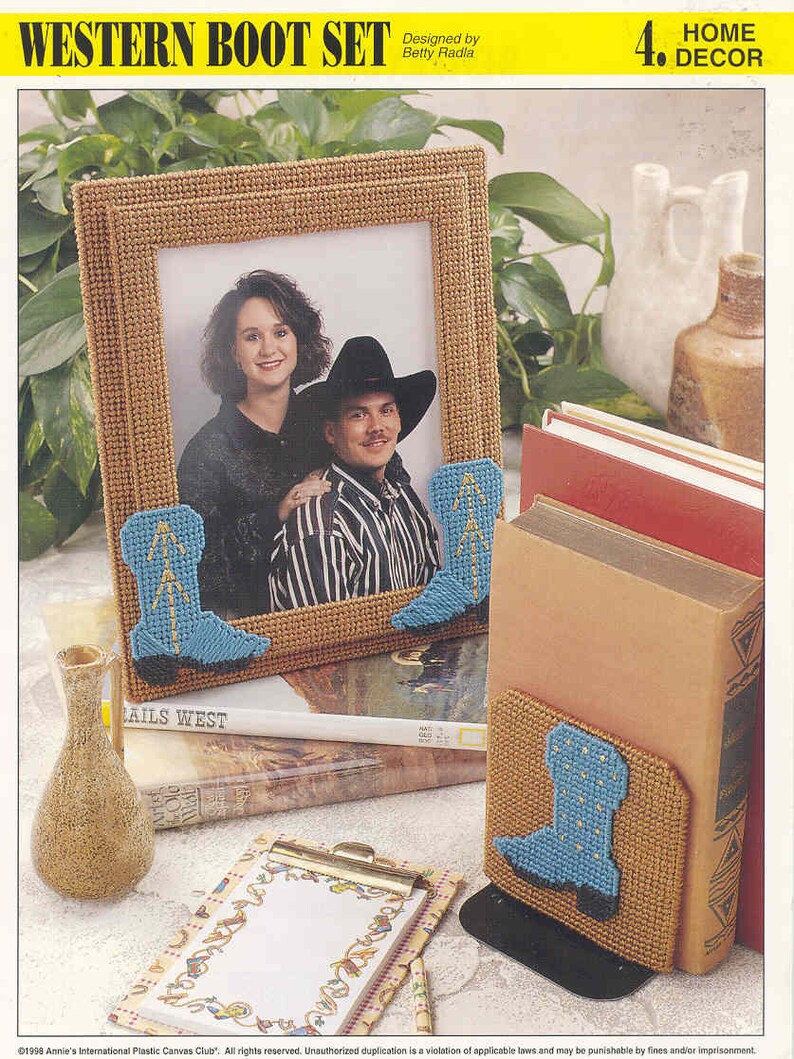Western Boot Set Plastic Canvas Pattern Annie's - Etsy