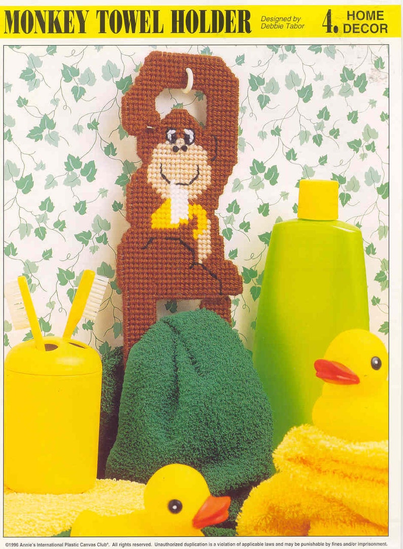 Monkey Towel Holder Plastic Canvas Pattern Annie's - Etsy