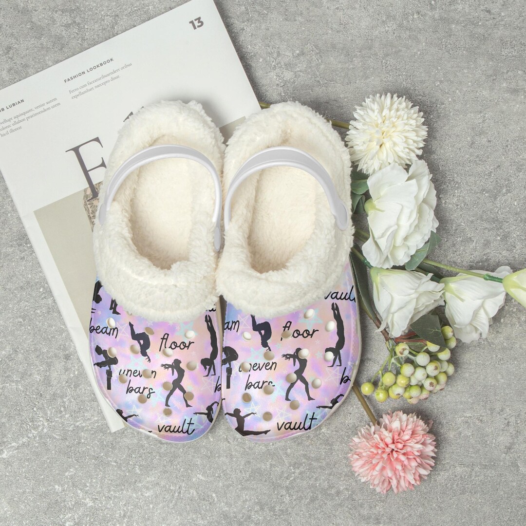 Gymnastics Print Fleeced Lined Clogs Cute & Comfy Footwear for Kids ...