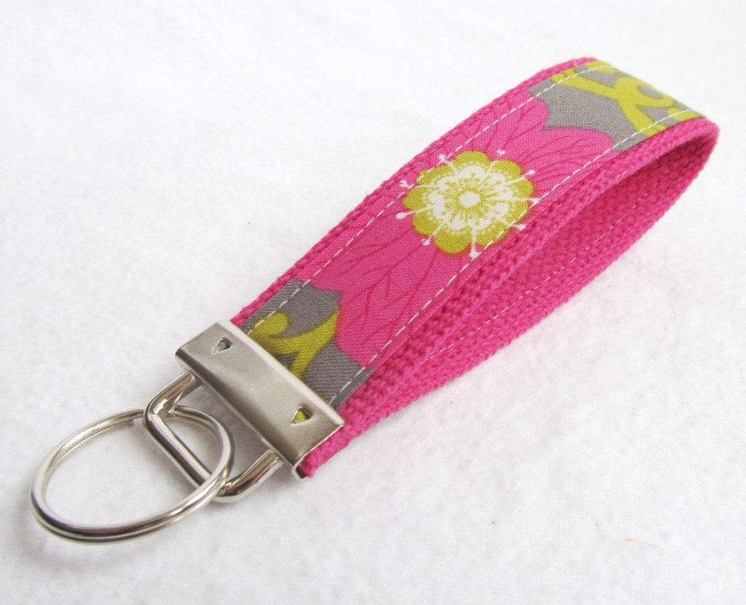 Wristlet Key Fob Key Chain in Rhapsody Floral - Fabric Key Chain With ...