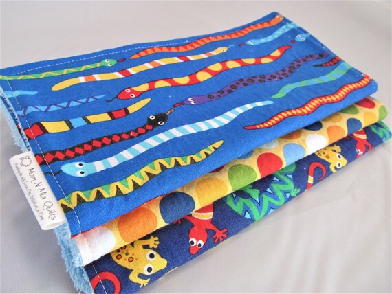 Boy Burp Cloth Set Things That Slither Snakes and Lizards | Etsy