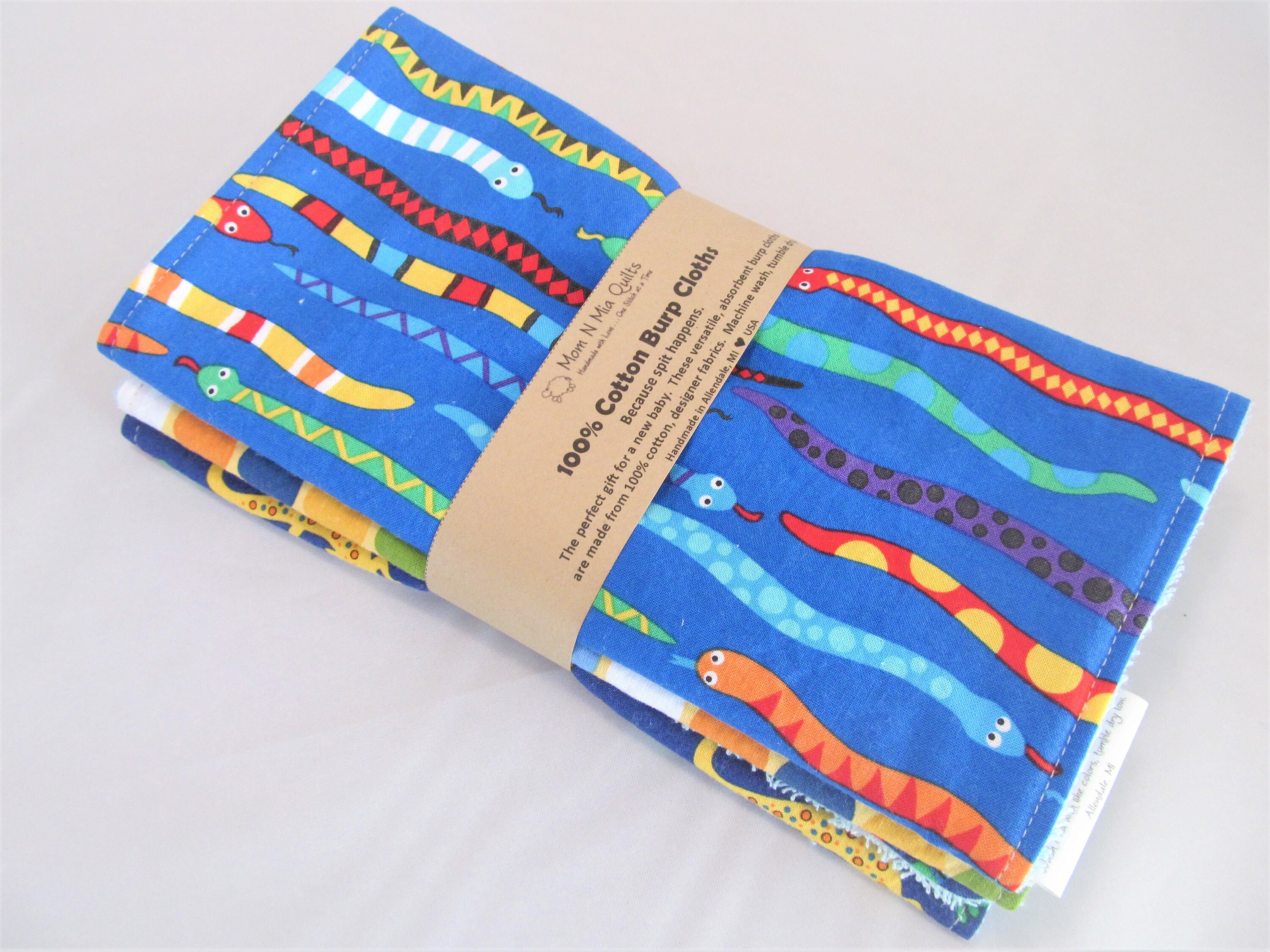 Boy Burp Cloth Set Things That Slither Snakes and Lizards | Etsy