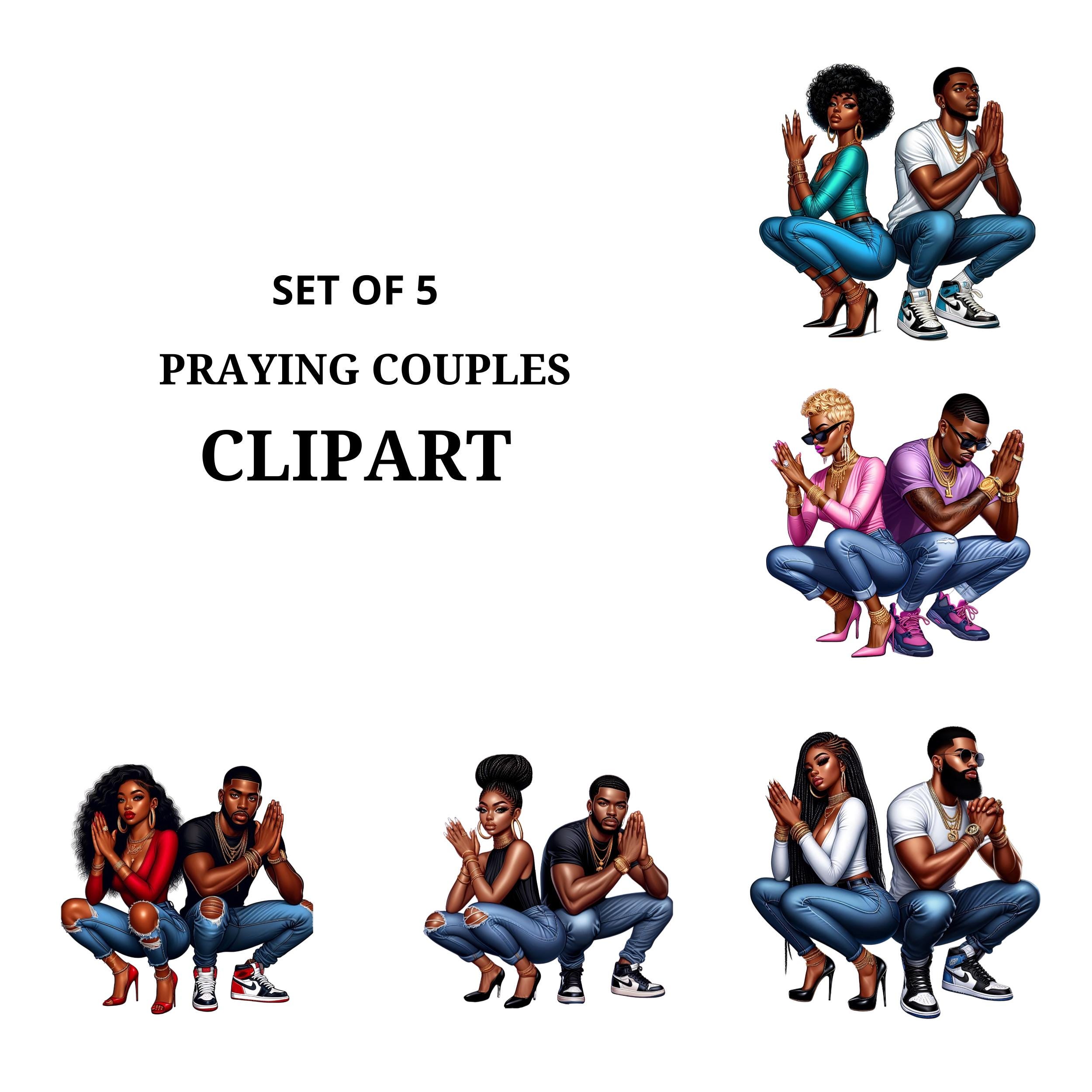 Clip Art, Couples Pray Together, Couples Praying PNG, Black Couples PNG ...