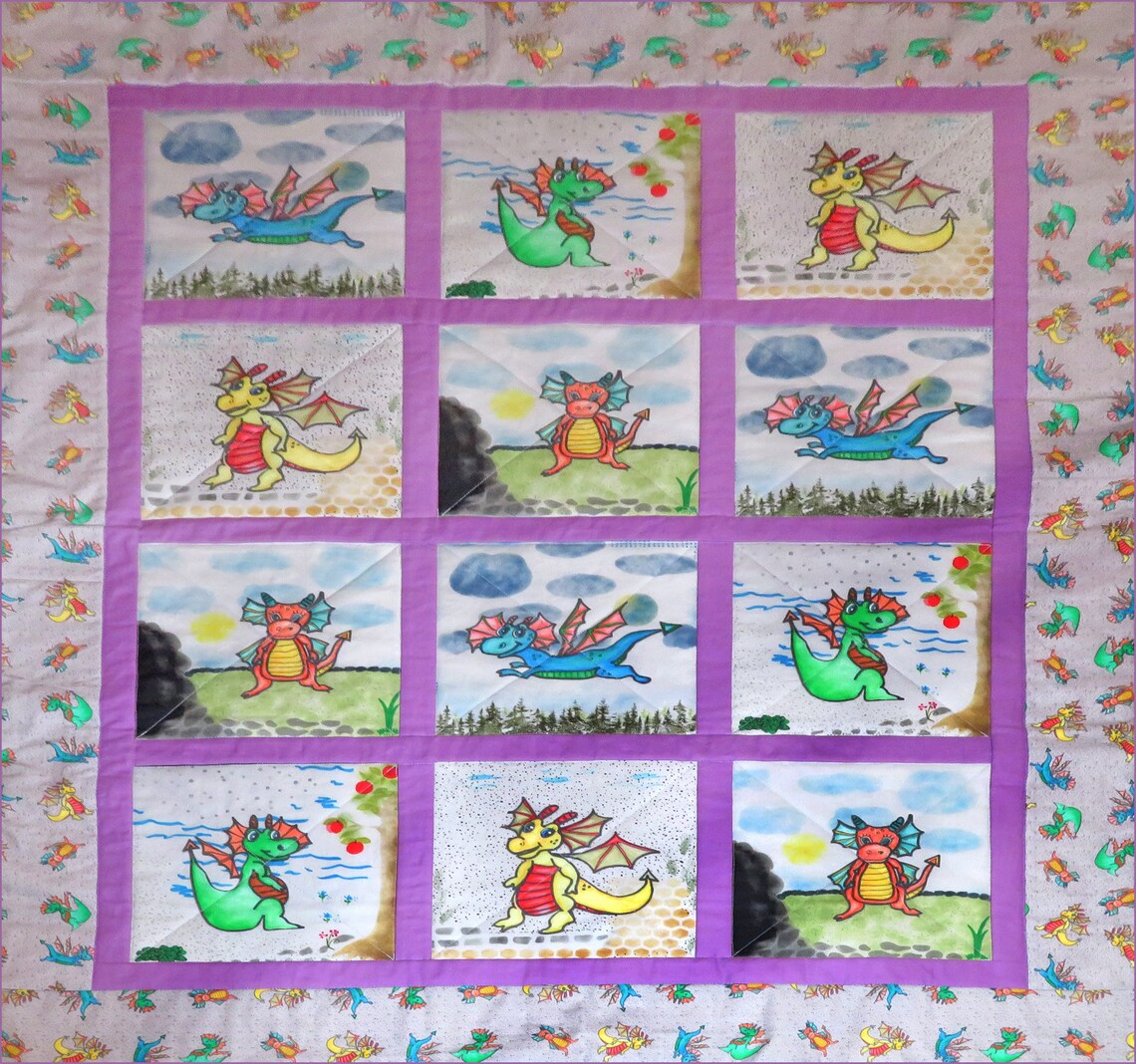 Dragons for Baby Girl Crib Quilt Friendly Dragon Medieval - Etsy