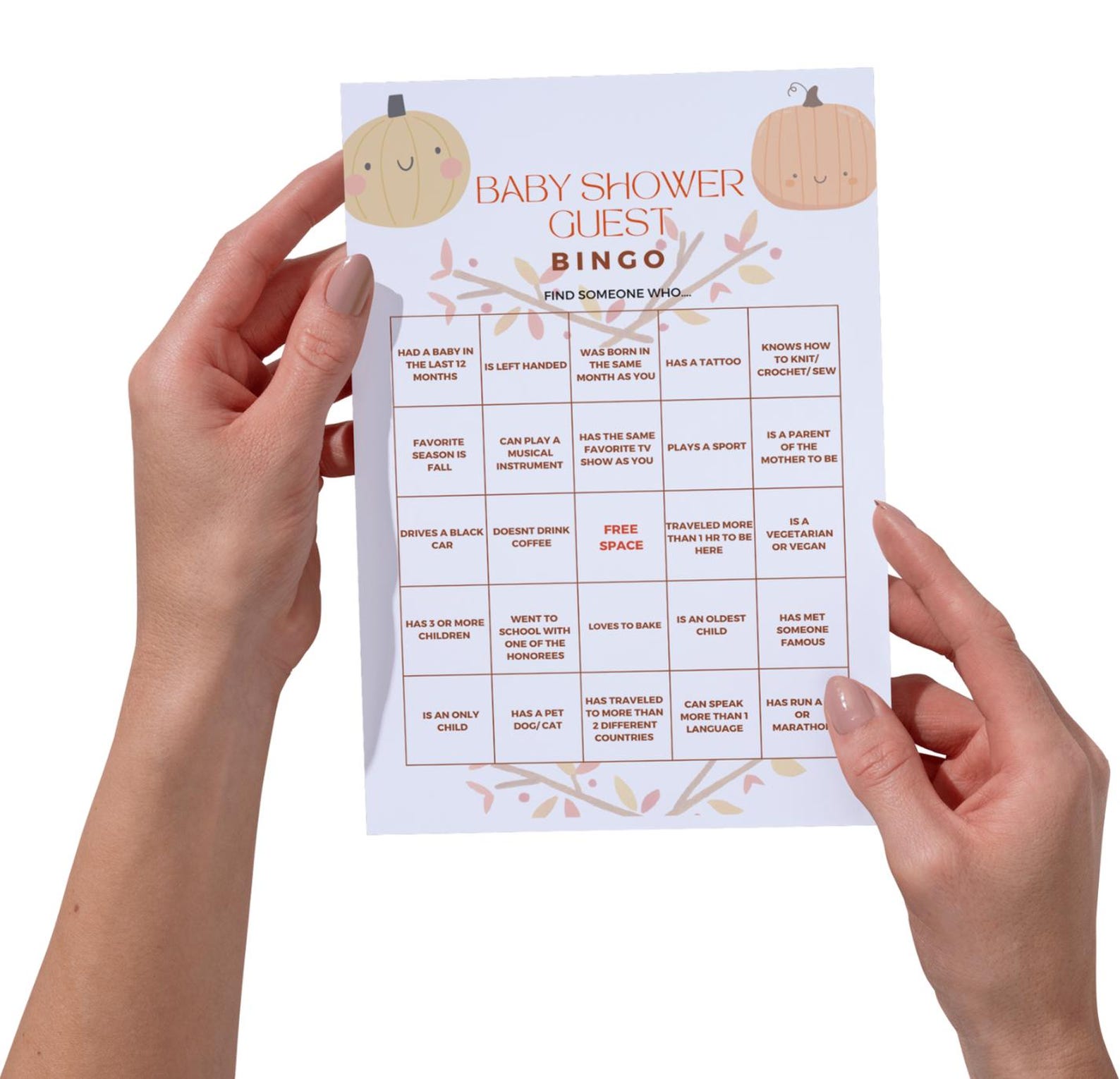 Autumn Themed Baby Shower Guest Bingo (editable) - Etsy