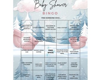 Winter Themed Baby Shower Guest Bingo (editable) - Etsy