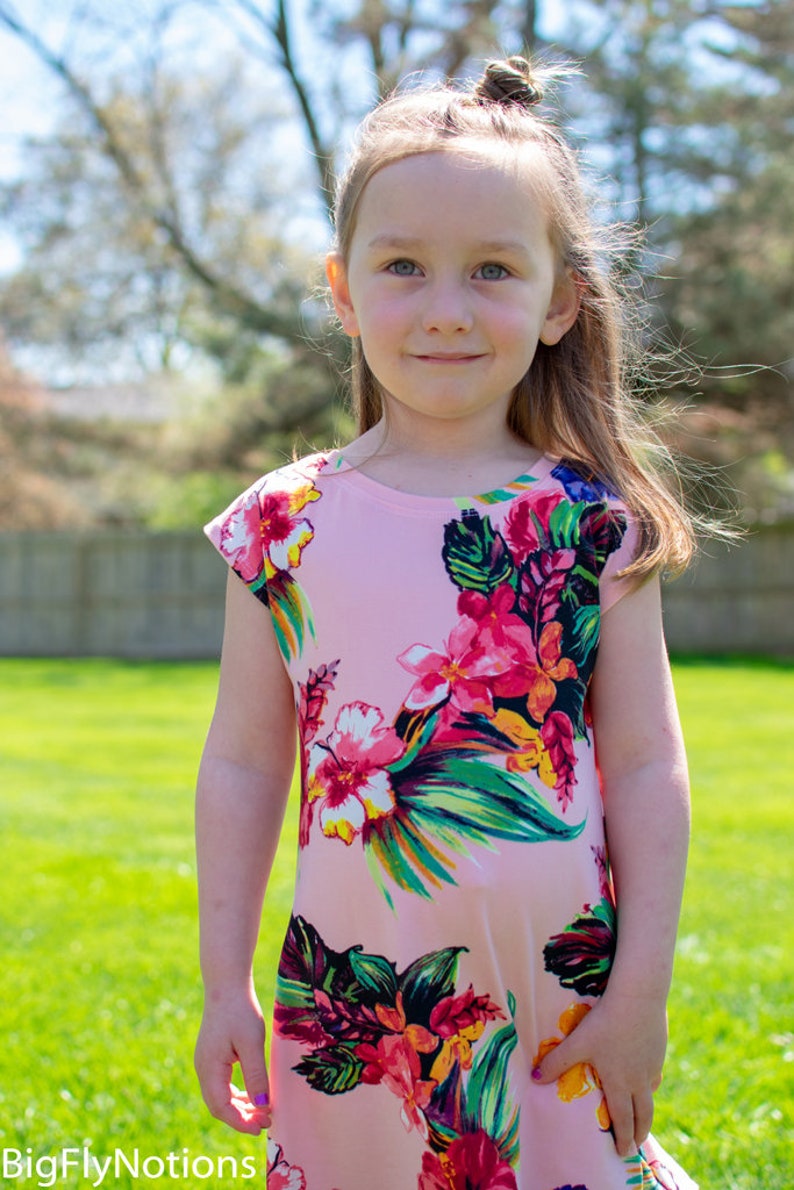 At Home A Line Tee Shirt Knit Dress for Girls PDF Sewing - Etsy