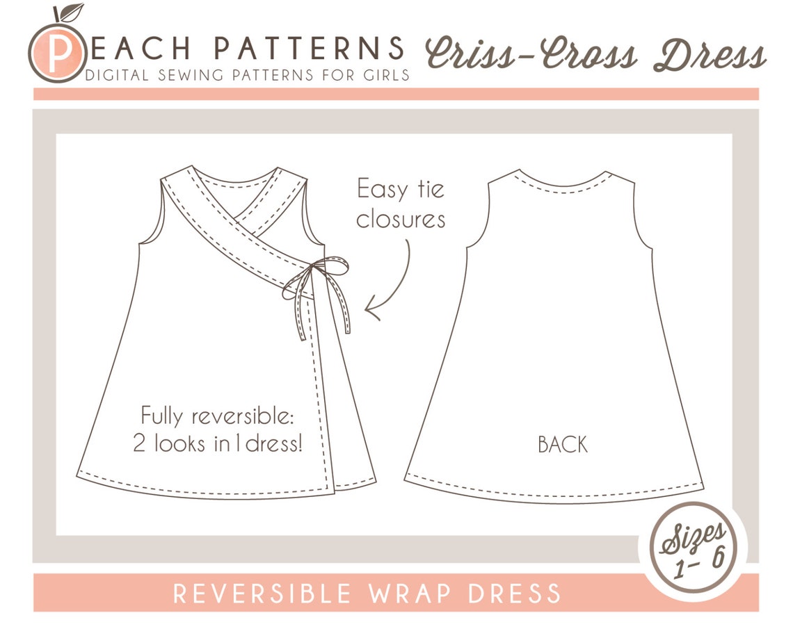 Criss-cross Reversible Wrap Dress Instant Download PDF Sewing | Etsy UK