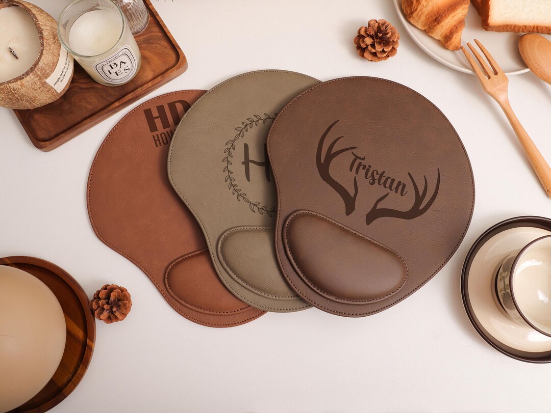 Custom Engrave Leather Mouse Pad, Gift for Him, Personalized Mouse Pad ...
