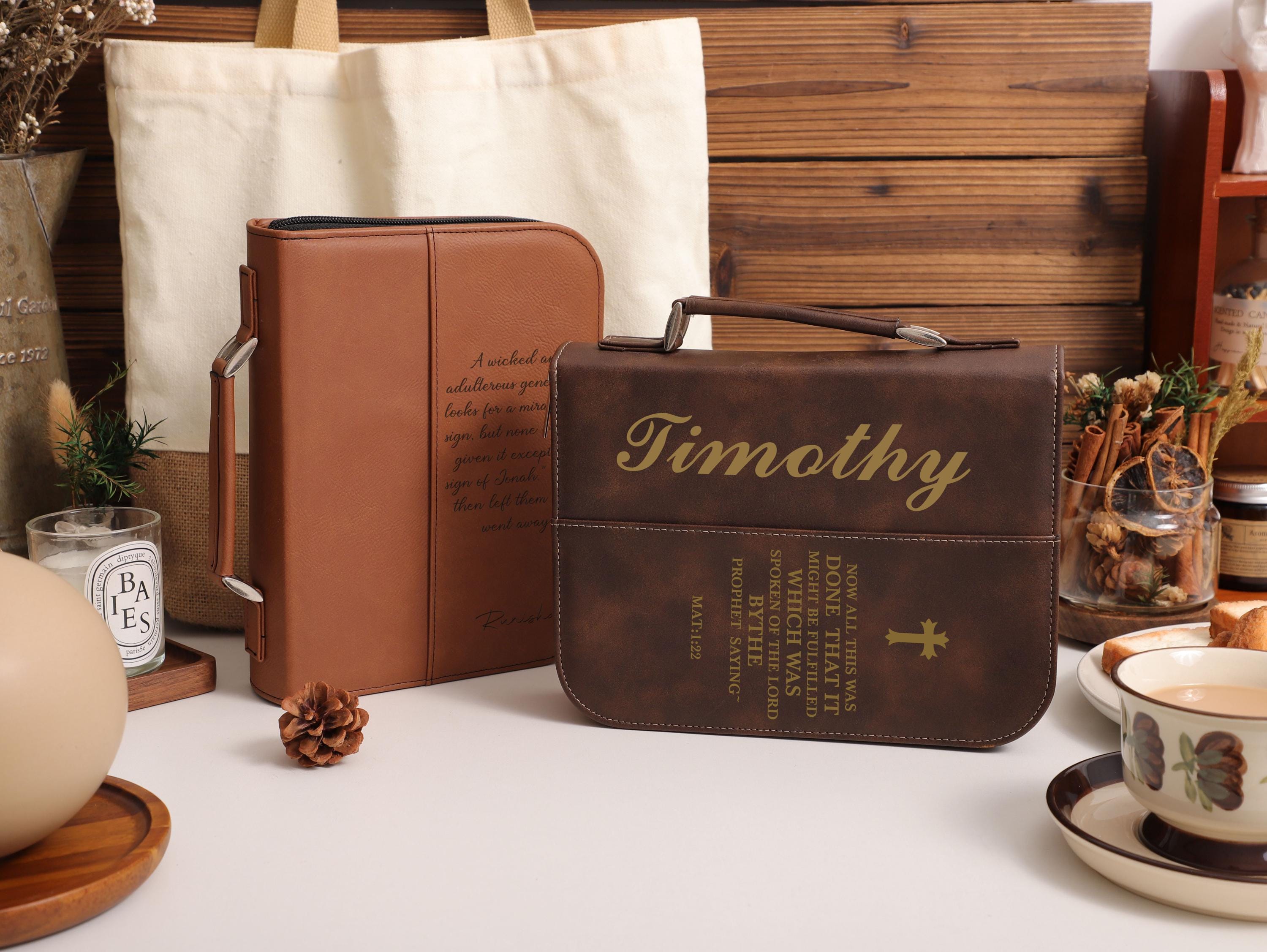 Custom Engrave Leather Bible Cover, Personalized Bible Cover, Religious ...
