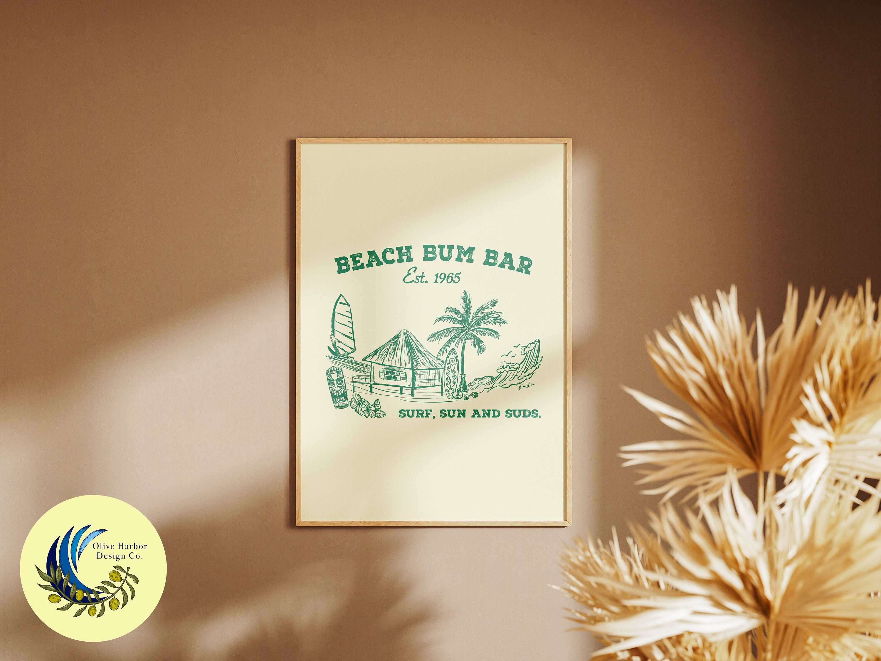 Beach Bum Bar Art Print | Beach Decor | Surf Decor | Tiki | Bar Decor ...