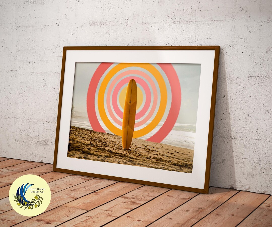 Surf Day Art Print | Retro Surf Art | Vintage Beach Print | Colorful ...