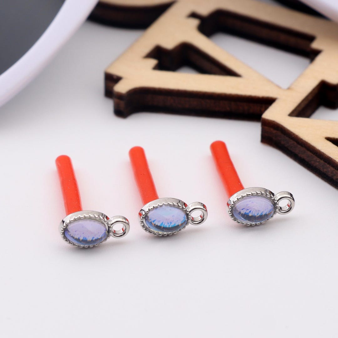 Silver Plated Purple Ellipse Stone Earring Posts, February Birthstone ...