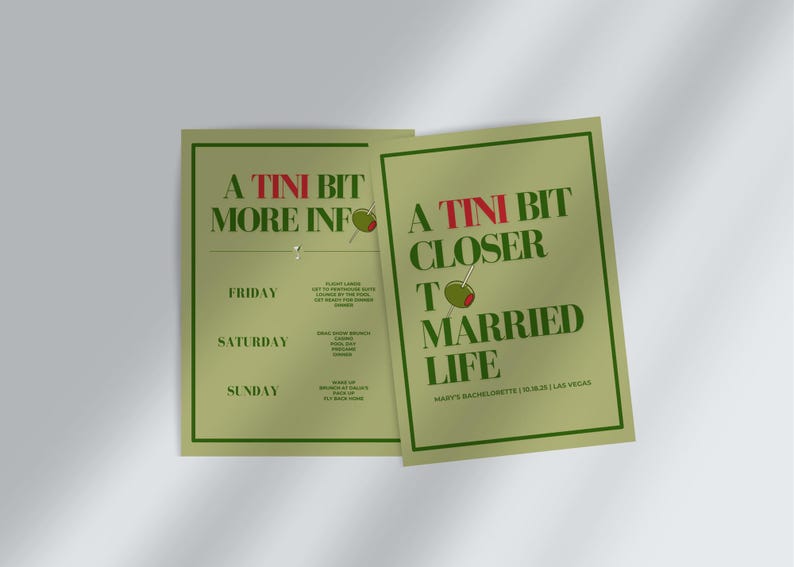 A Tini Bit Closer to Married Life Bachelorette Party Invite & Itinerary ...