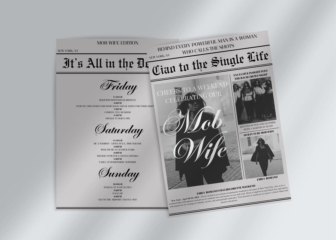 Mob Wife Bachelorette Invite & Itinerary Template | Mafia Bachelorette ...