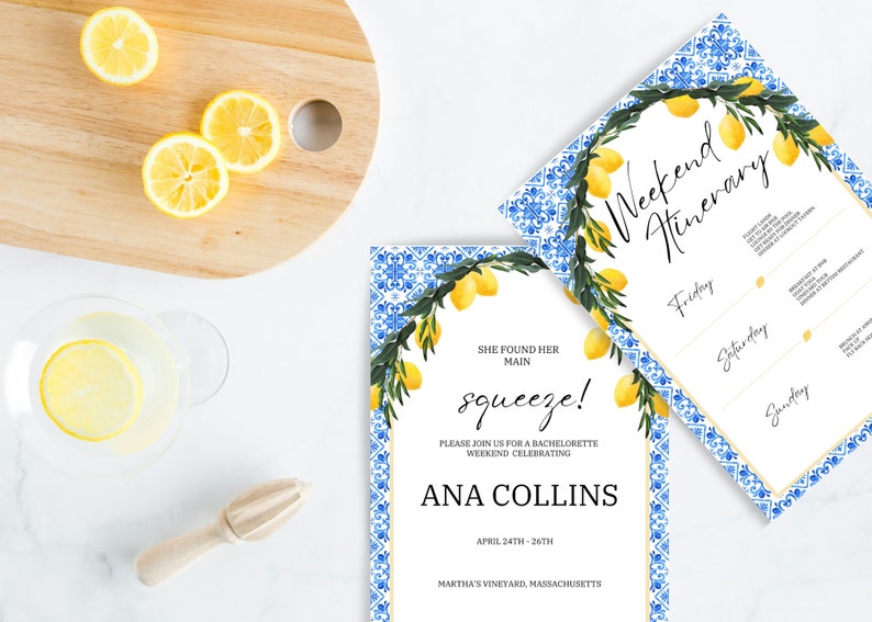 Capri Bachelorette Invite & Itinerary | Lemon Bachelorette Invitation ...
