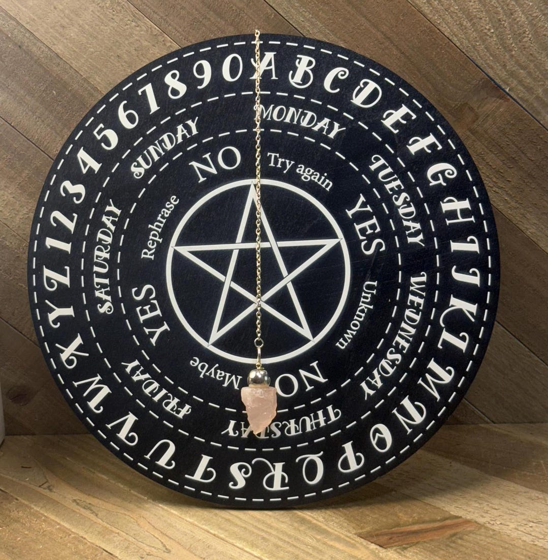 10" Wooden Pendulum Board for Divination and Dowsing * Black With Pentacle - Etsy