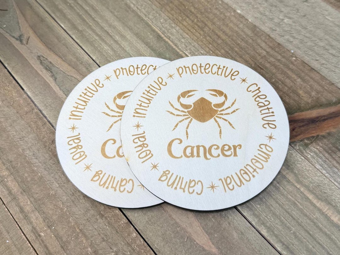 Cancer Zodiac Wooden Coasters Pair - Etsy