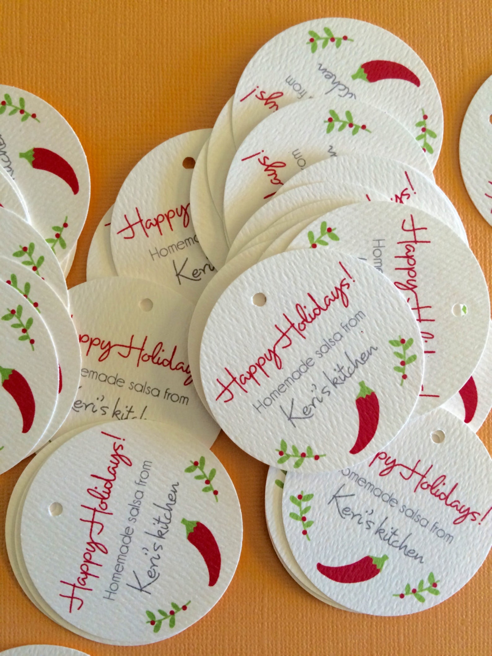 Salsa Jar Tags, Sets of 20, Holiday Gifts, Homemade Gifts, Hostess ...