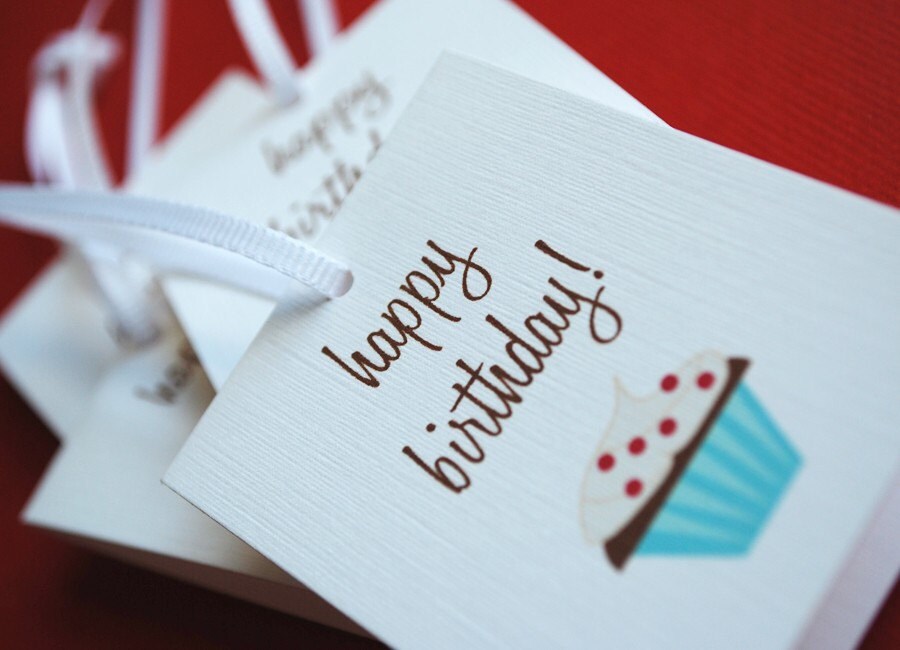 Birthday Cupcakes set of 8 gift tags | Etsy