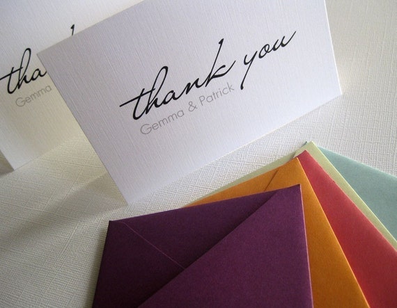 Personalized Thank You Cards Set Custom Colors Wedding | Etsy