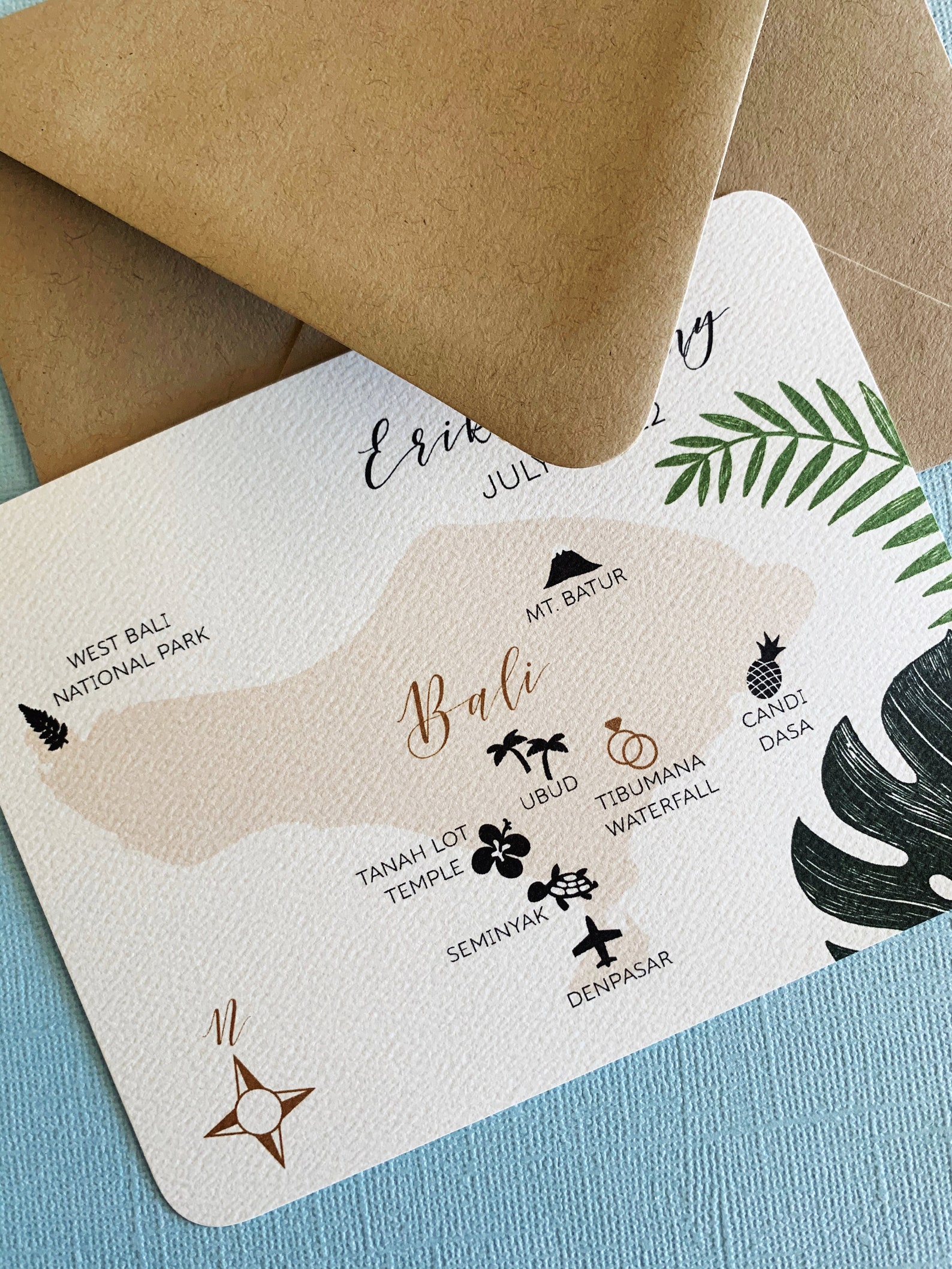 Tropical Bali Island Save the Date, Destination Wedding, Invitation ...