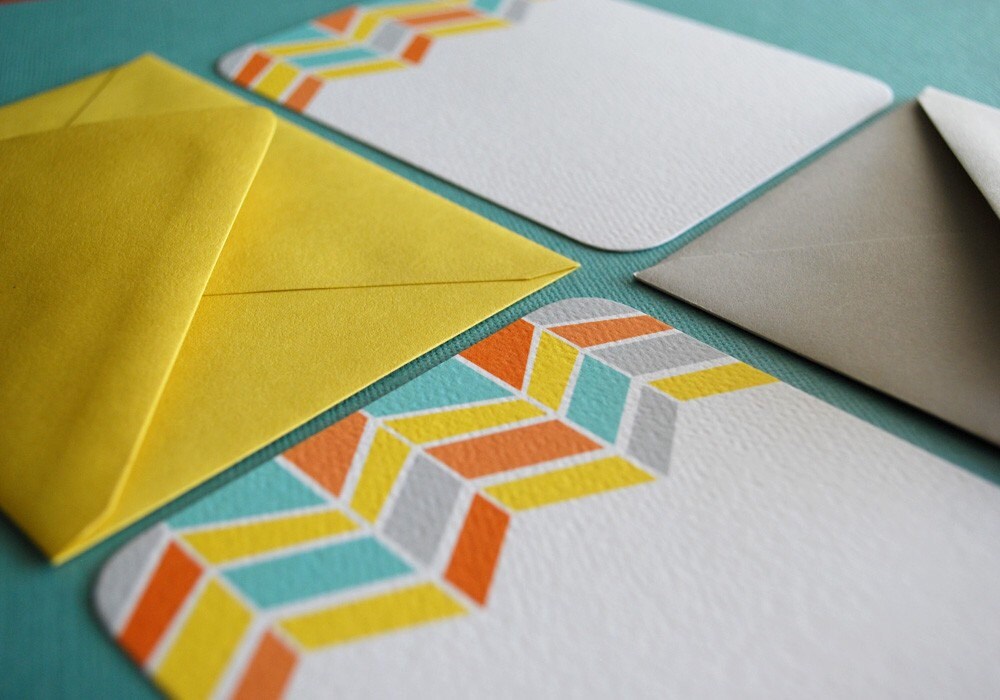 LIMITED Chevron Pattern Flat Notecards Set of 8 - Etsy