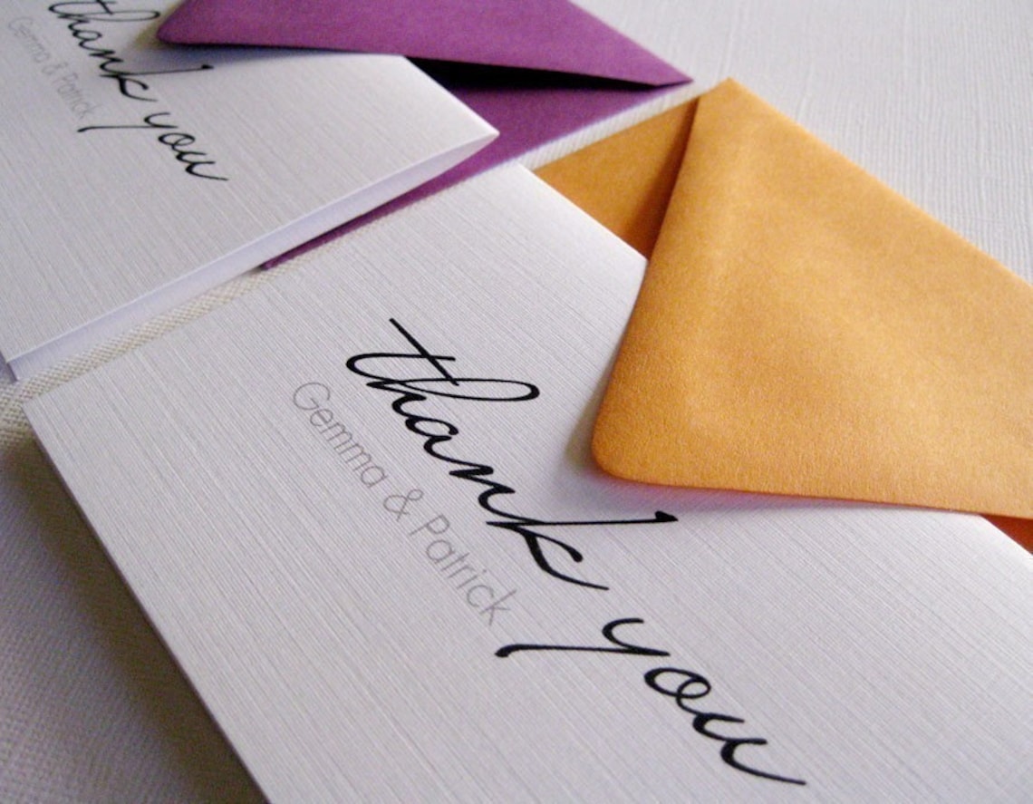 Personalized Thank You Cards Set Custom Colors Wedding | Etsy