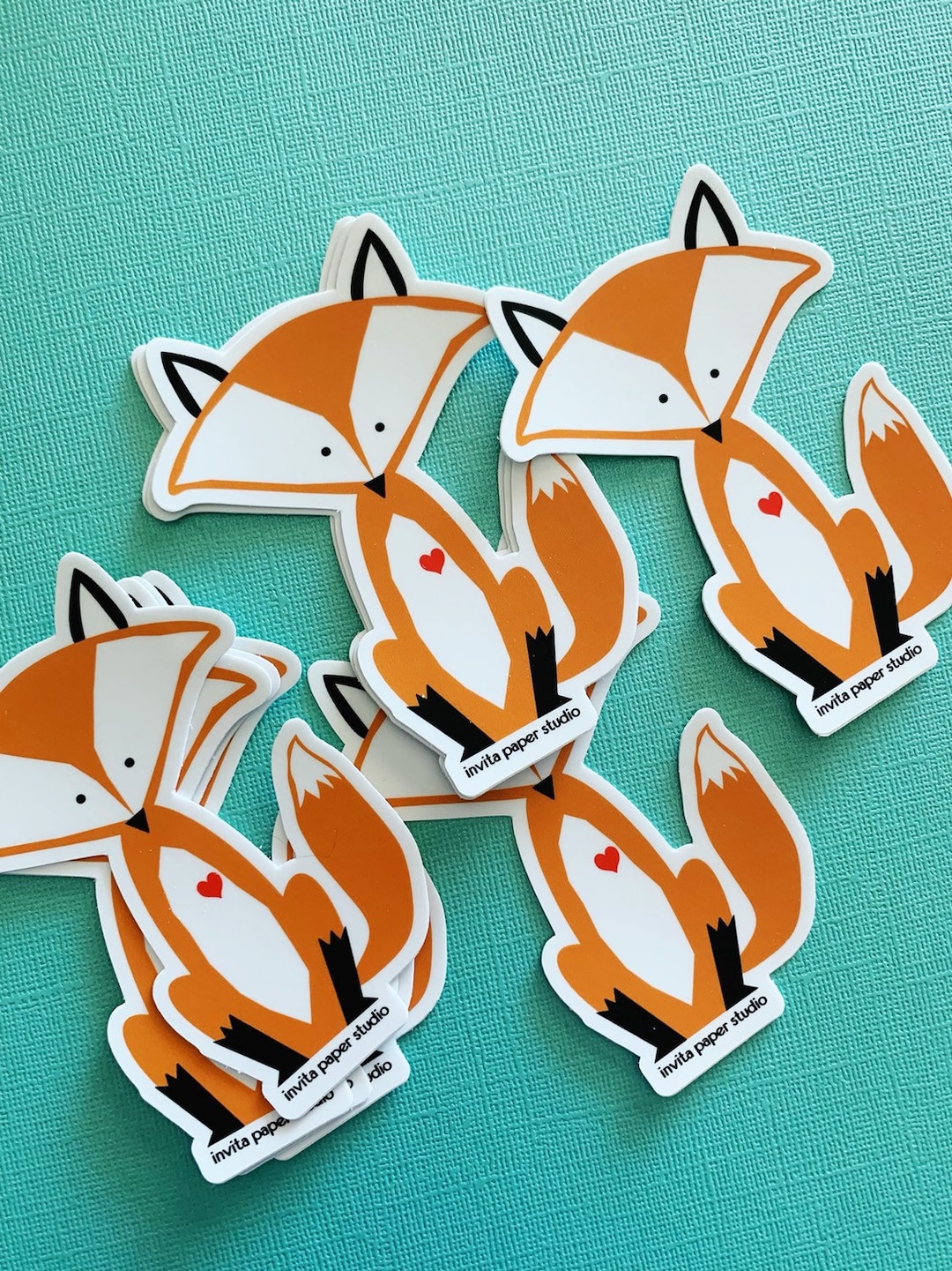 Fox Sticker, Orange Foxes, Love, Heart, Water Bottle Sticker, Vinyl ...