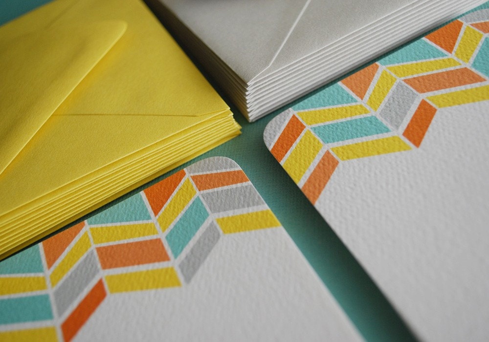 LIMITED Chevron Pattern Flat Notecards Set of 8 - Etsy