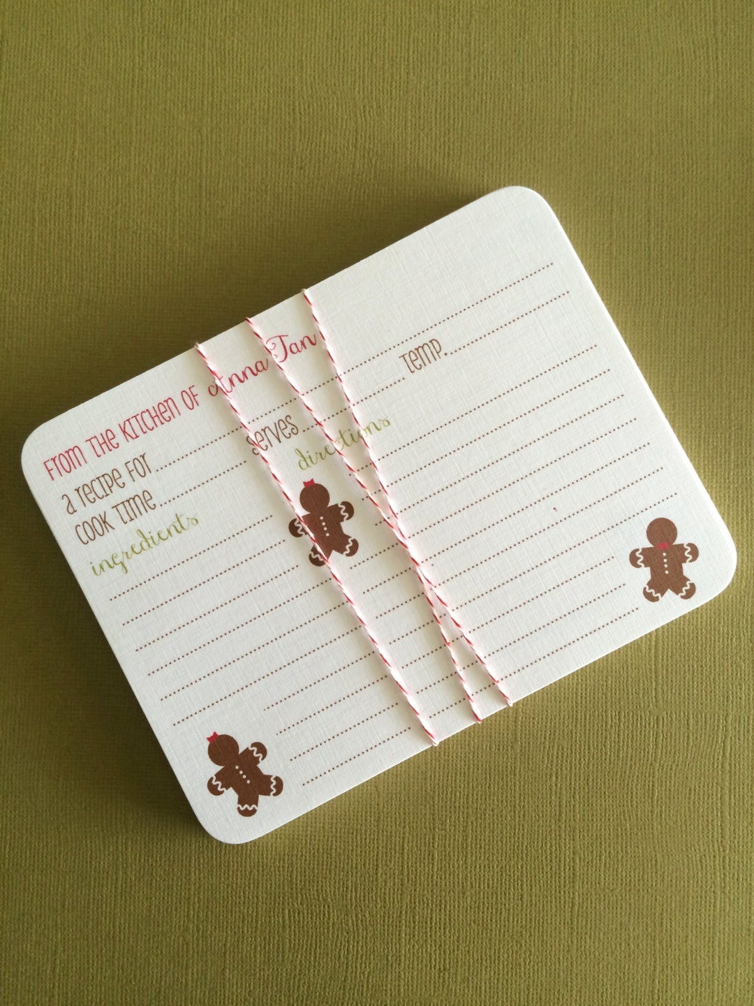 Gingerbread- Personalized Recipe Cards, Set of 20, Housewarming ...