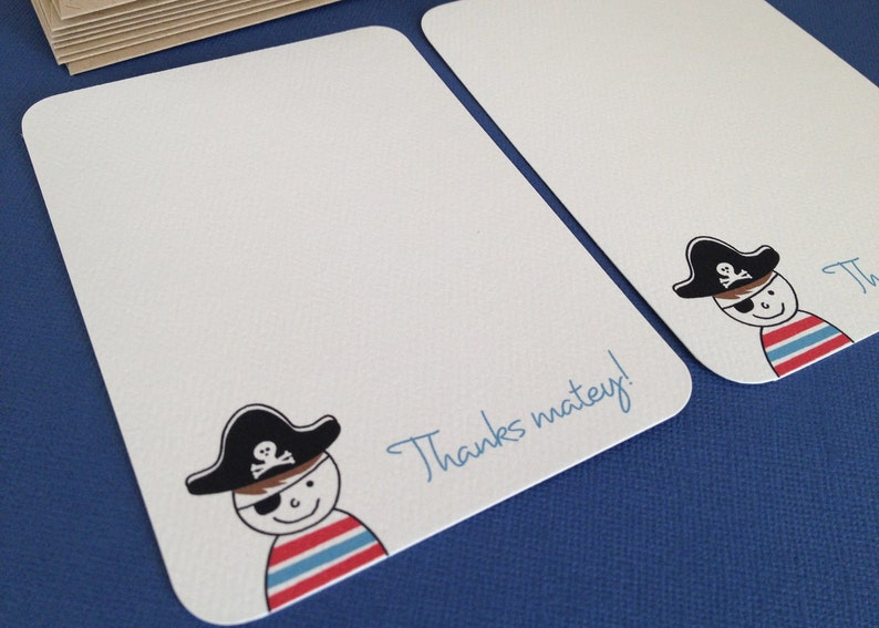Thanks Matey Pirate Thank You Cards Birthday Party Kids - Etsy